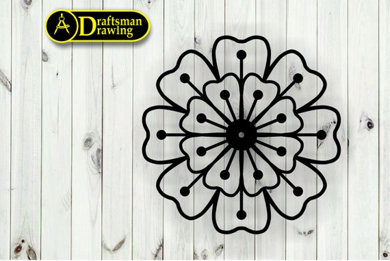 Flower Wall Clock Vector Drawing File for Laser Cutting - Etsy