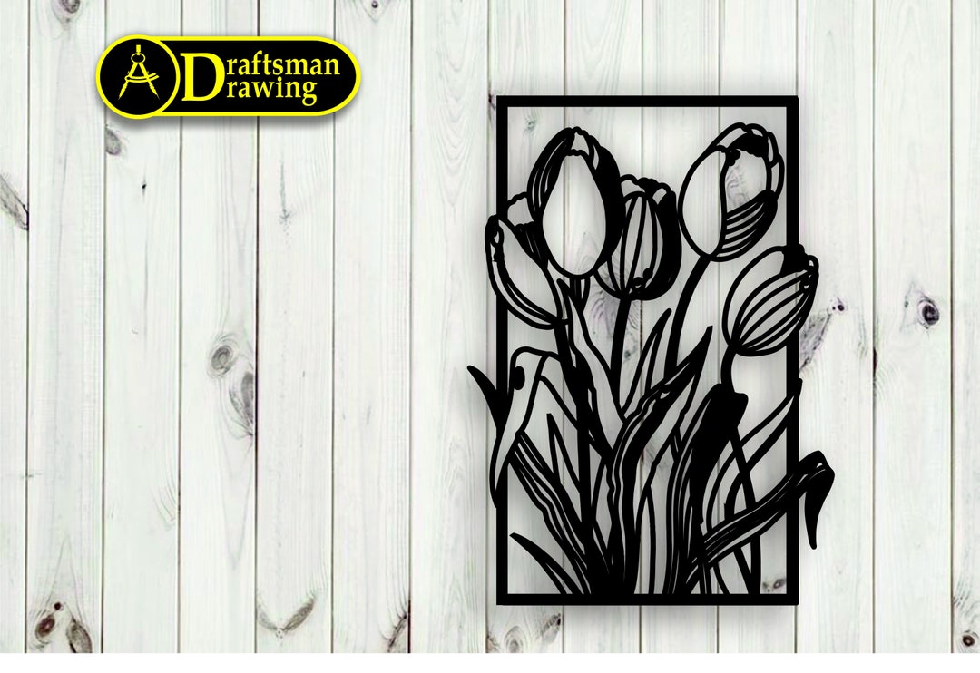 Tulip Wall Art Decor Vector File for Laser Cutting , Plasma Cutting ...