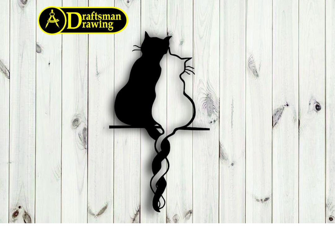 Cats in Love Wall Art Decor Vector File for Laser Cutting , Plasma ...