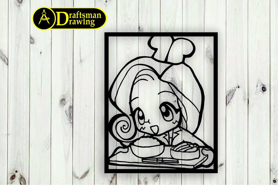 Anime Wall Art Decor Vector File for Laser Cutting , Plasma Cutting Dxf ...