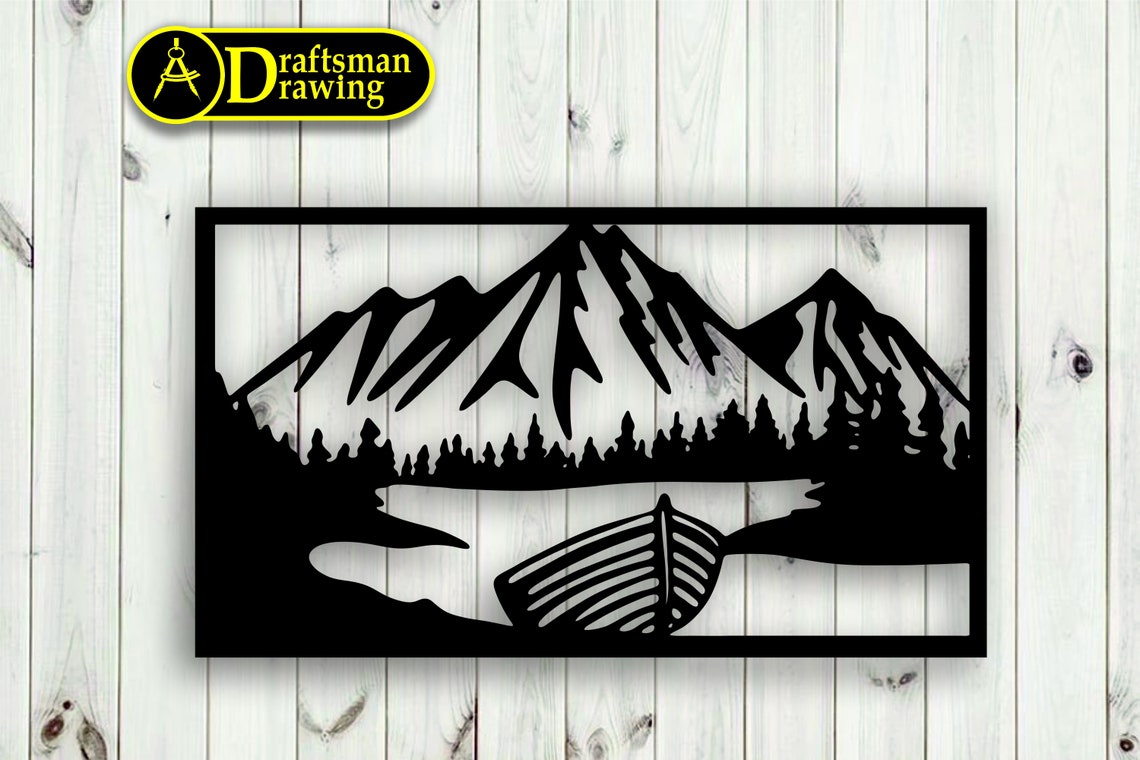 Scene on the River Wall Art Decor Vector Drawing File for - Etsy