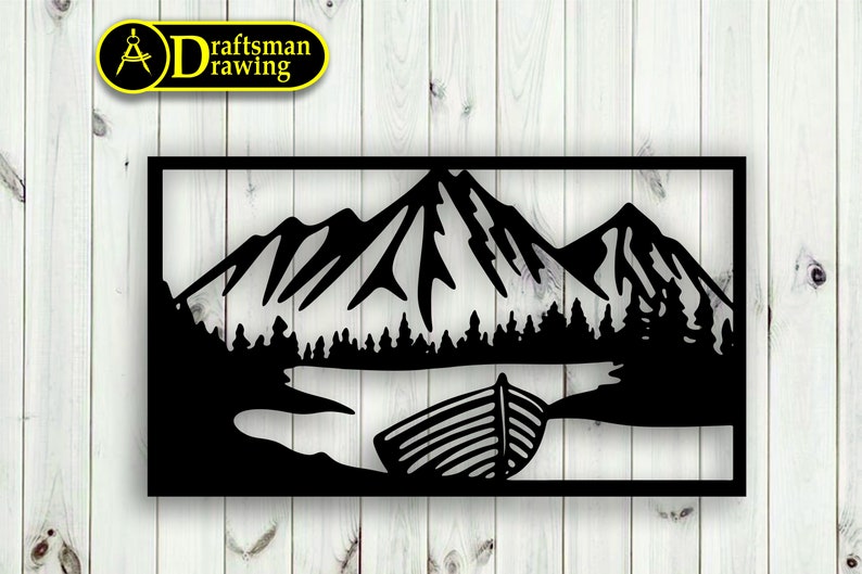 Scene on the River Wall Art Decor Vector Drawing File for Laser Cutting ...