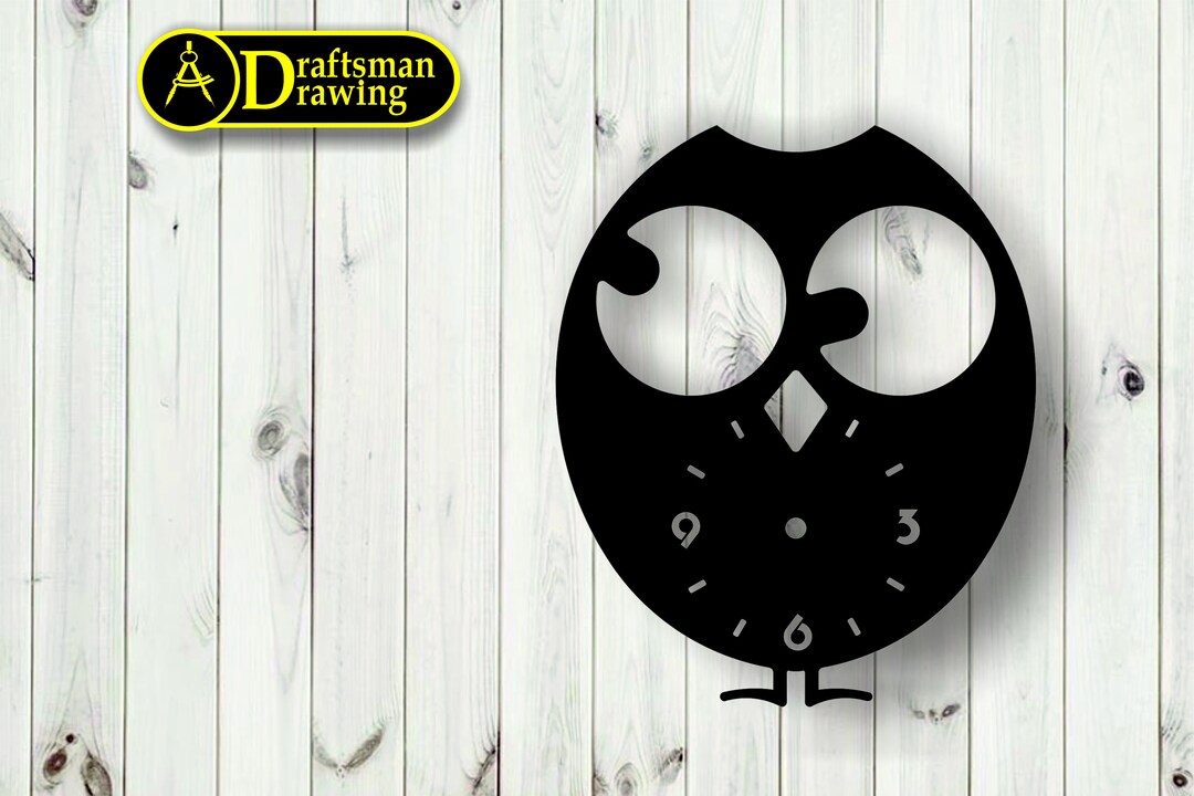 Owl Wall Clock Vector Drawing File for Laser Cutting , Plasma Cutting ...