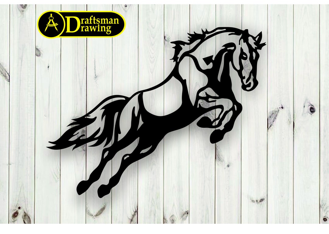 Rearing Horse Wall Art Decor Drawing Vector File for Laser Cutting ...