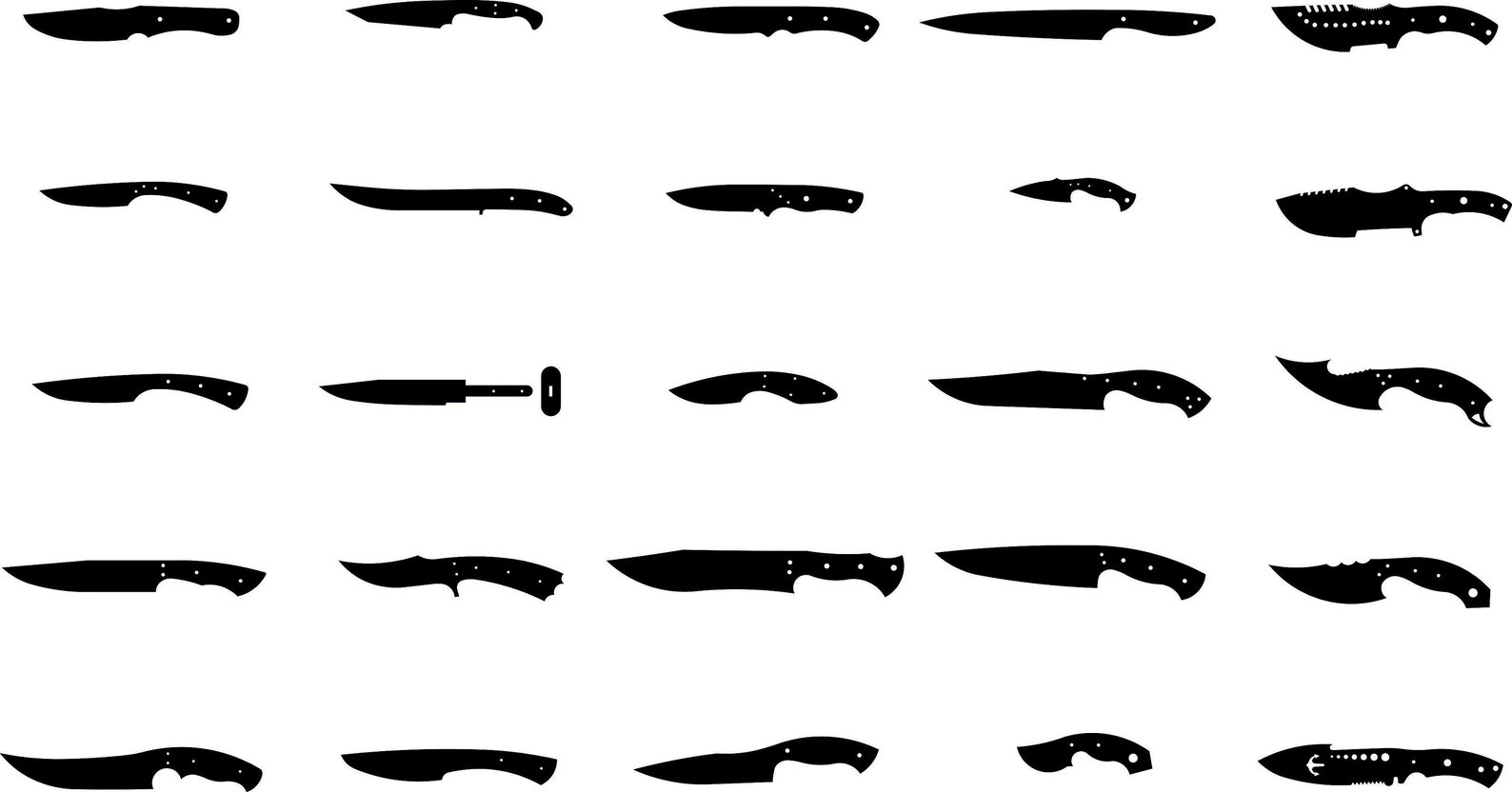 100 Knife Blanks, Laser Cut Templates (dxf, Dwg, Svg, Ai, Cdr) - Etsy