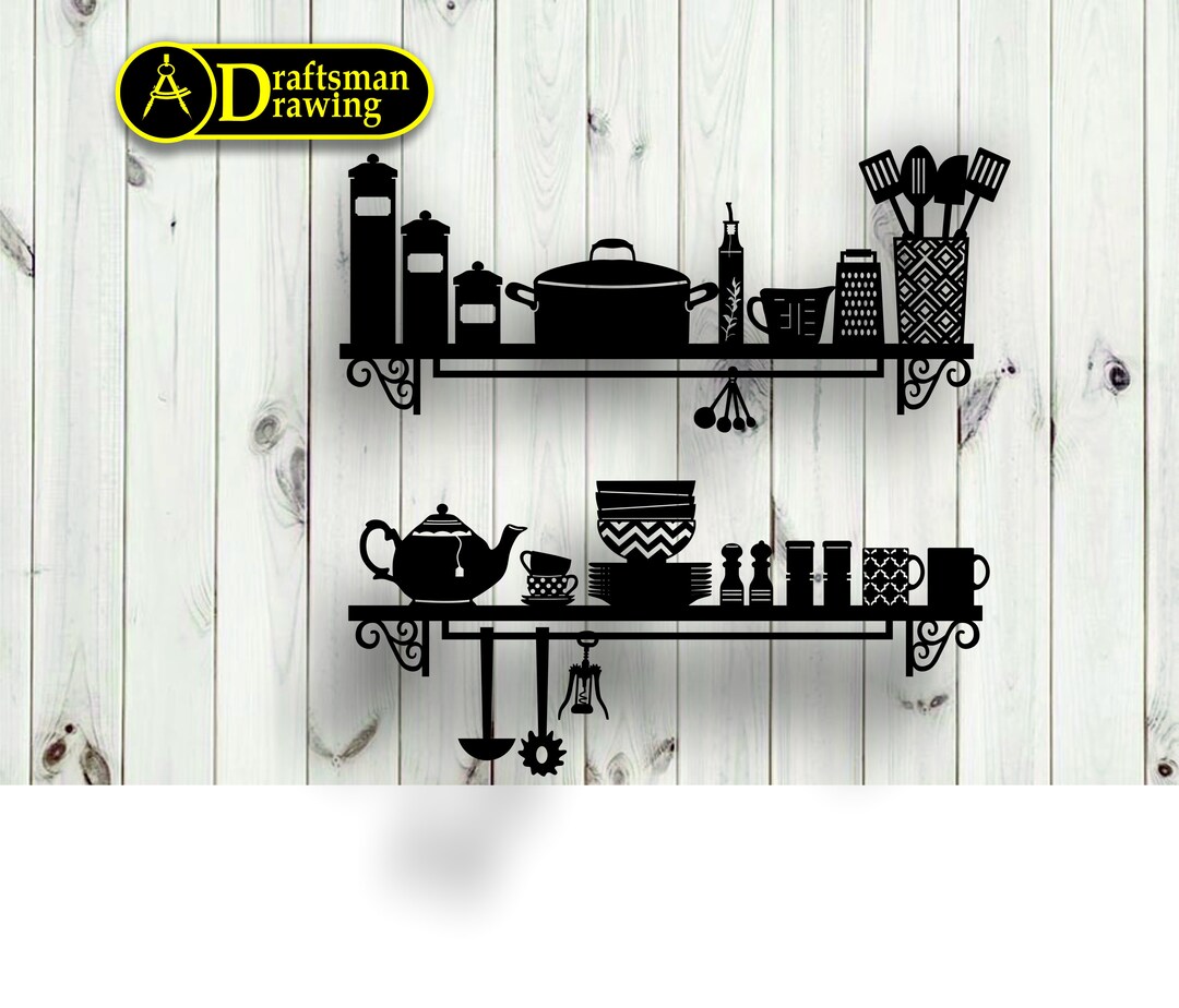 Kitchen Wall Art Decor Vector Drawing File for Laser Cutting , Plasma ...