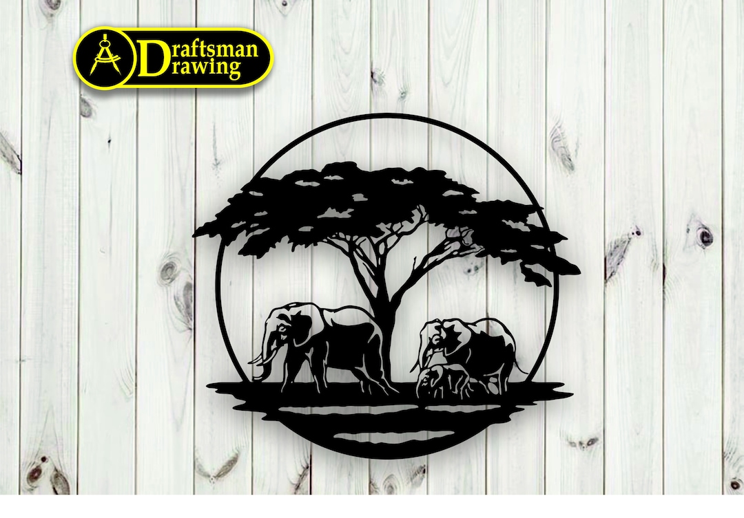 Elephant Wall Art Decor Vector File for Laser Cutting , Plasma Cutting ...