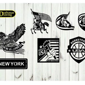 American Symbols Bundle Wall Art Decor Vector File for Laser Cutting ...