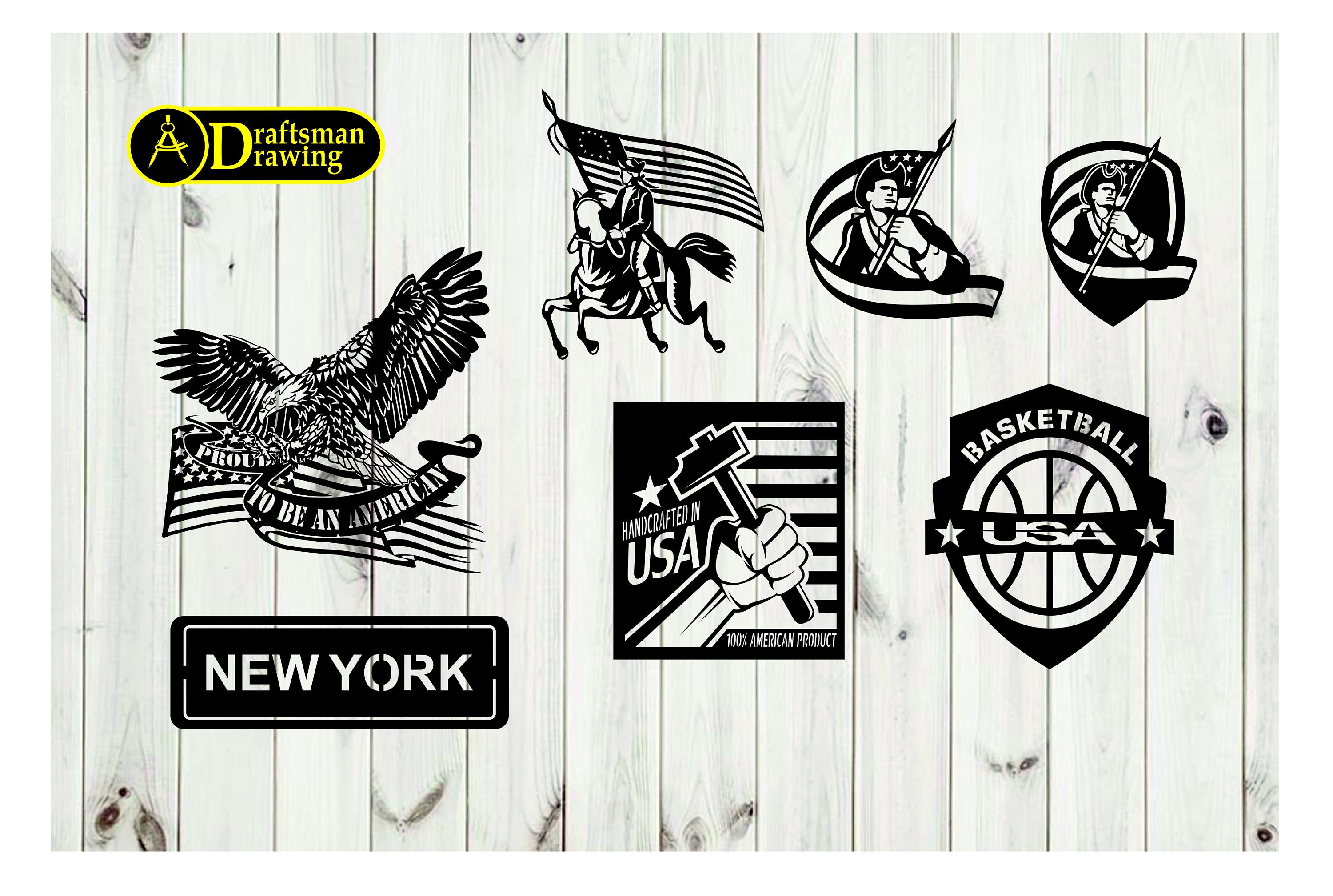 American Symbols Bundle Wall Art Decor Vector File for Laser Cutting ...