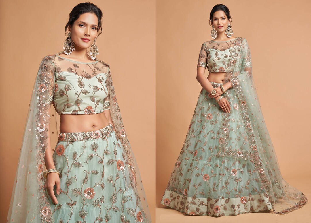 Pista Green Lehenga Choli for Women Bollywood Style Ghagra - Etsy