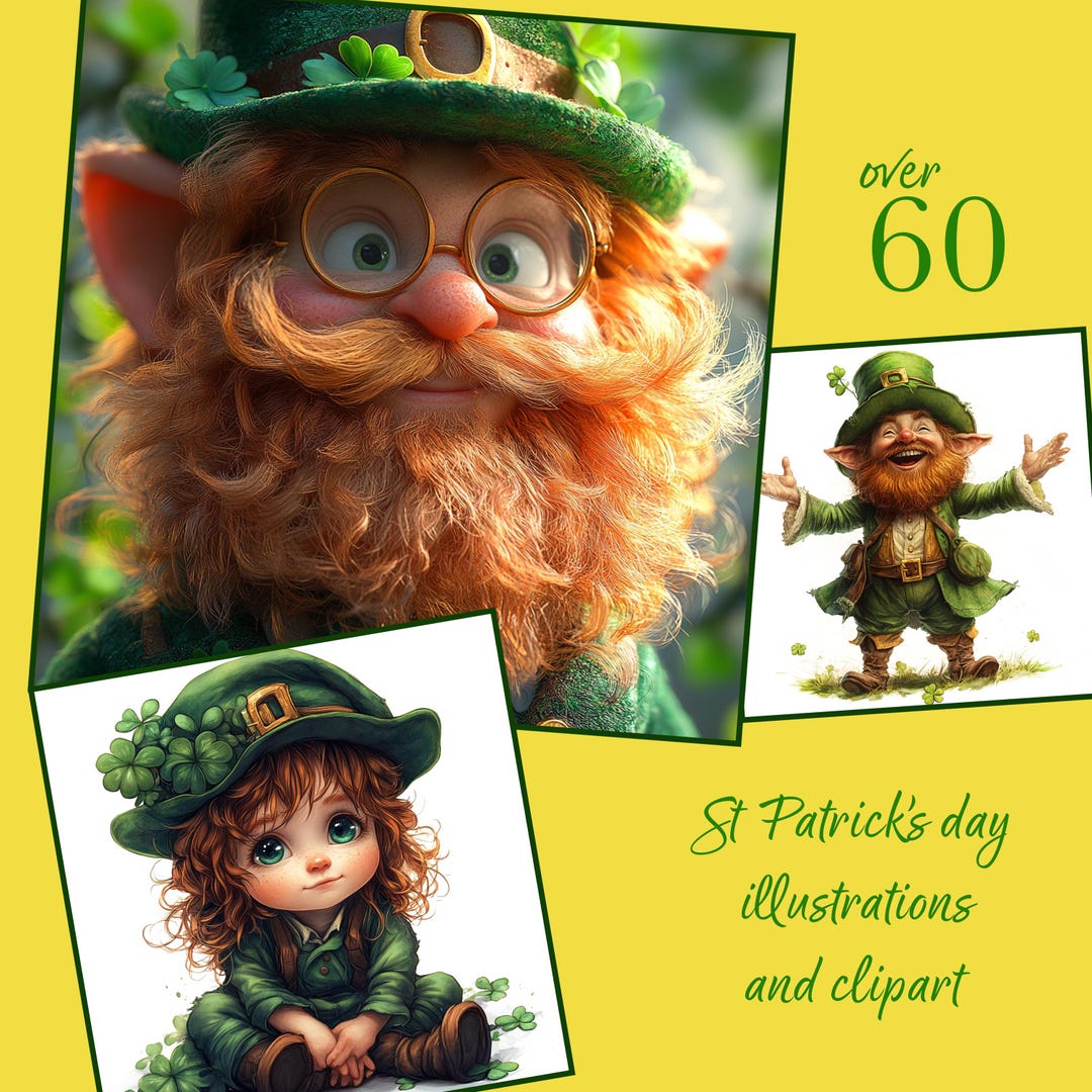 Irish Leprechauns Bundle Clipart and Illustrations for St Patrick's Day ...