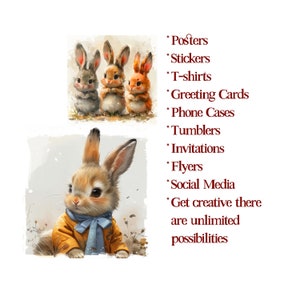 Adorable Bunny Bundle Clipart Nursery Wall Art Cute Bunnies in Vintage ...