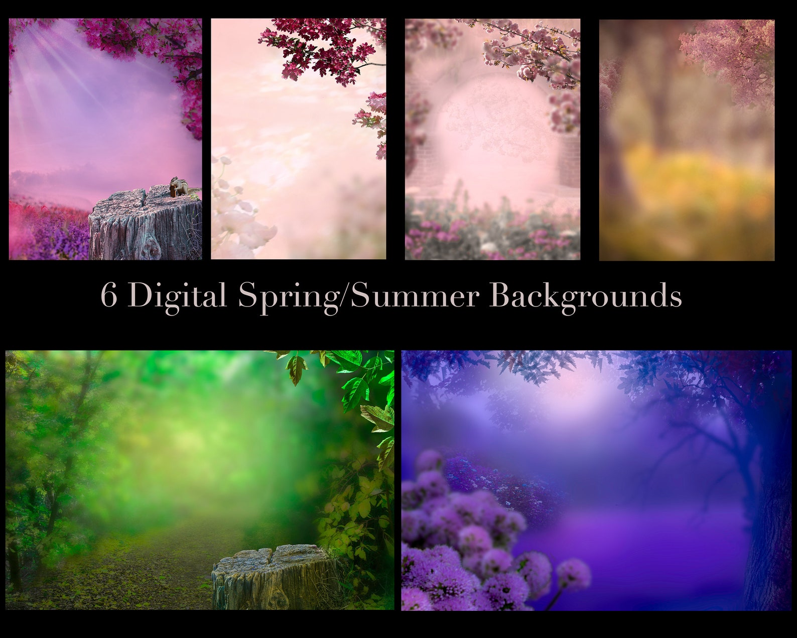 6 Spring/summer Backgrounds Digital Backgrounds for - Etsy
