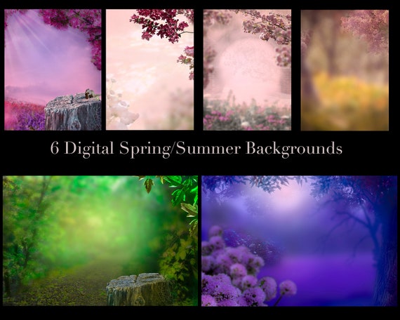 6 Spring/summer Backgrounds Digital Backgrounds for - Etsy