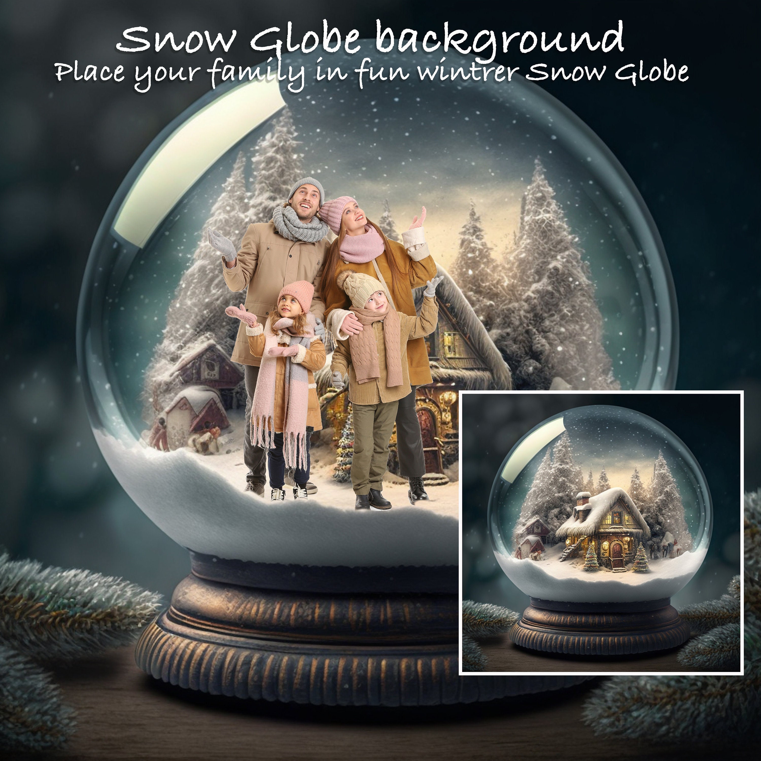 Snow Globe Photography Background, Place Your Family in Enchanted Snow ...