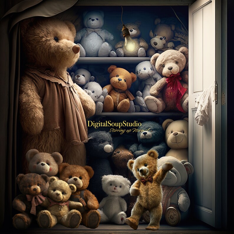 Teddy Bear Closet Digital Background, Toddler Photography (digital ...
