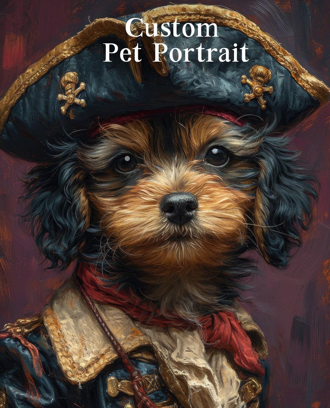 Puppy Pirate Portrait Illustration Pet Dog Wall Art Custom DIGITAL ...