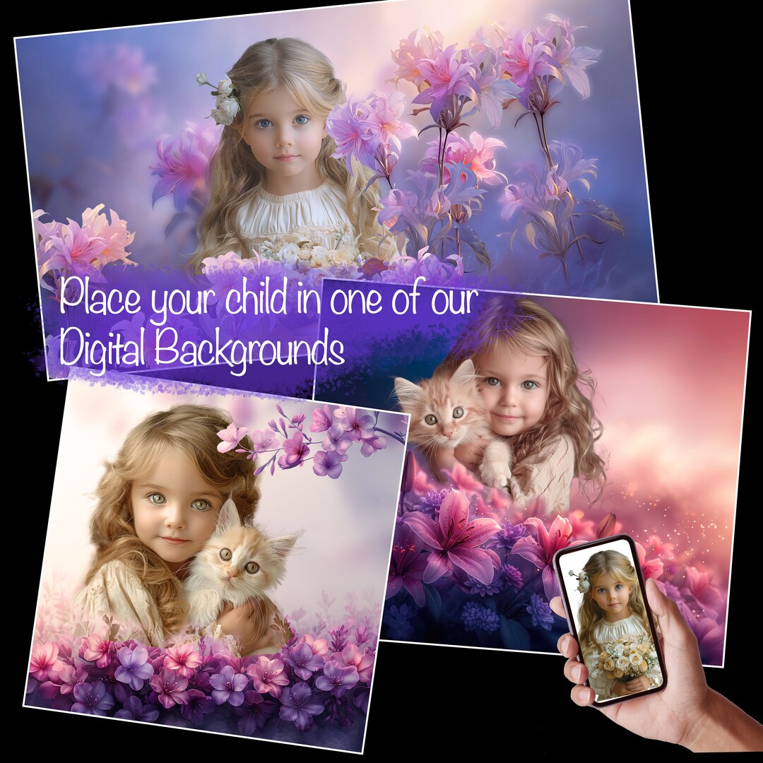 Soft Floral Digital Child Portrait Backgrounds Misty Ethereal Backdrop ...