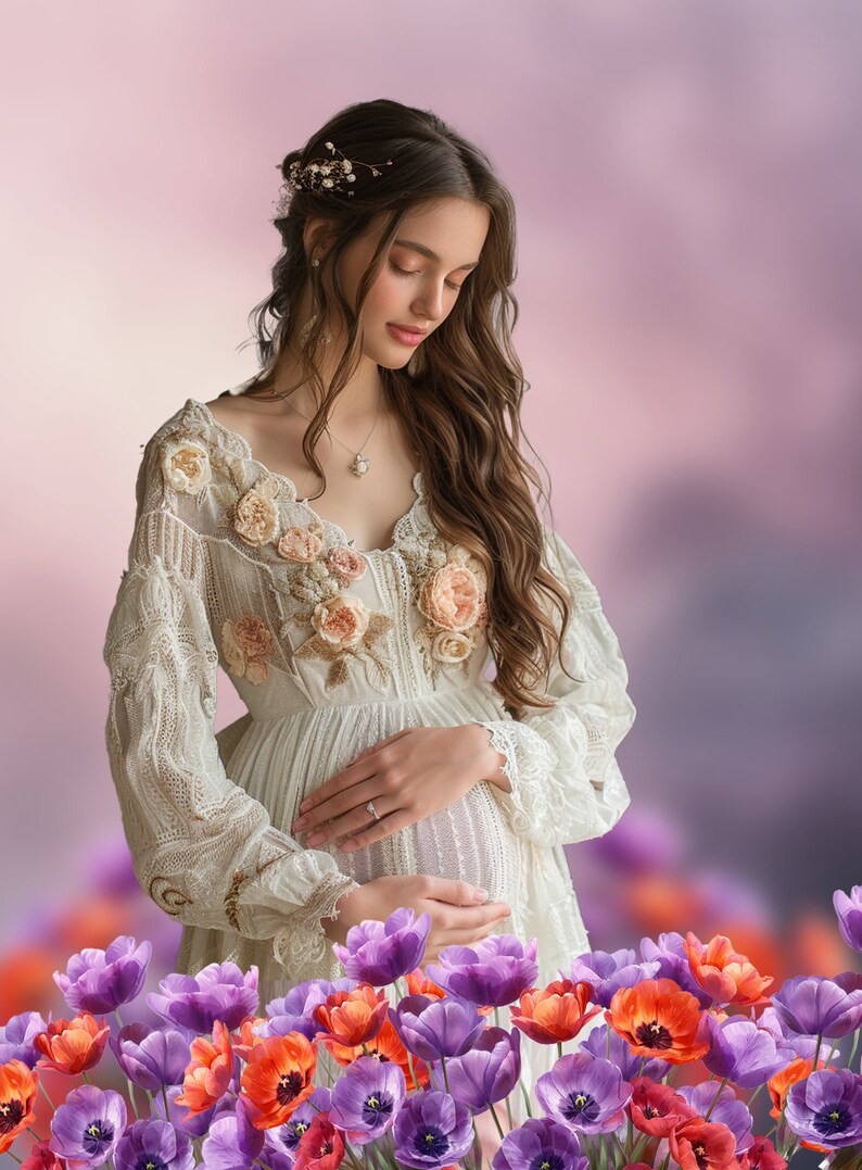 Maternity Portrait Background Floral Creation Backdrop for Enhanced ...