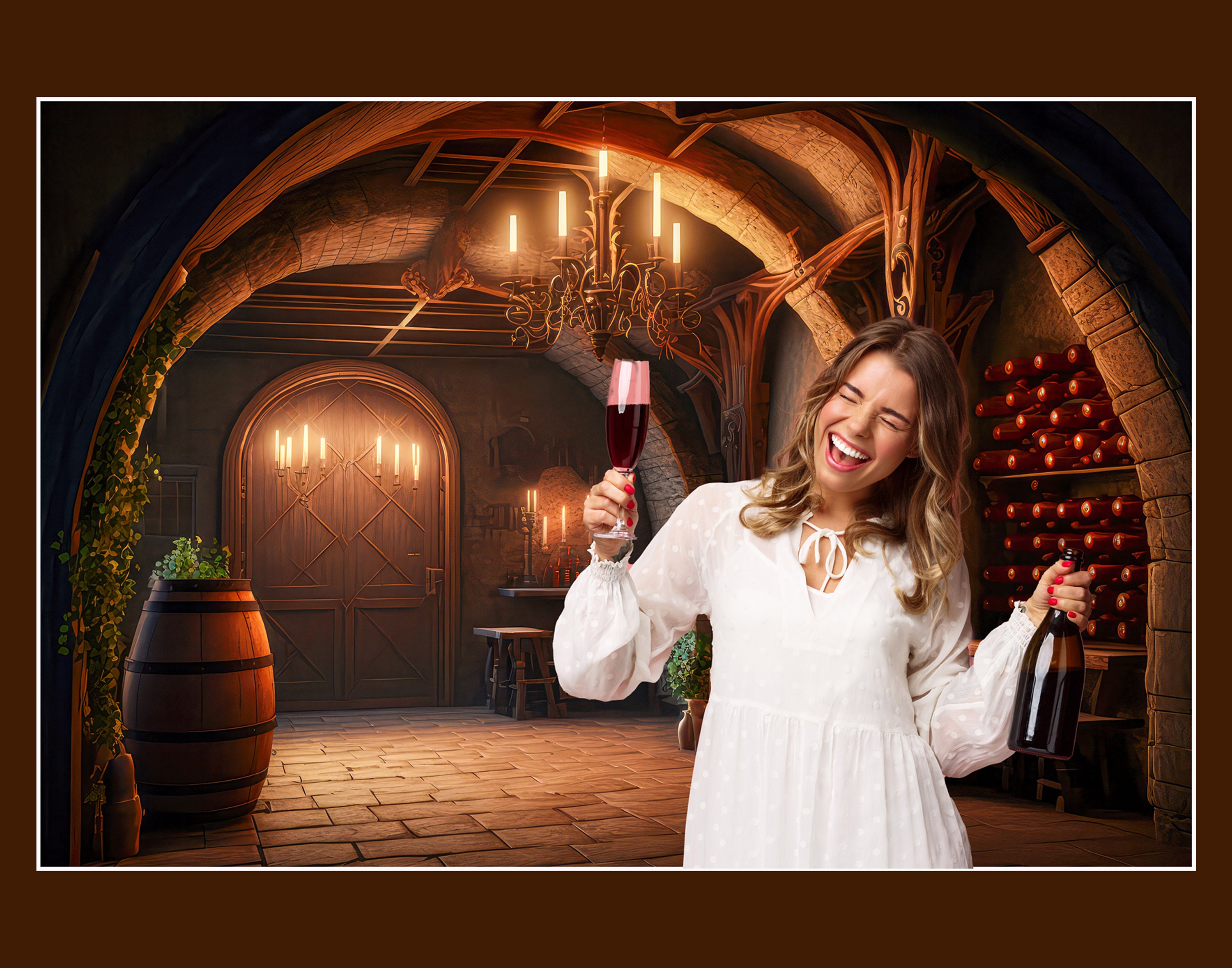 Wine Cellar Portrait Backgrounds: Winery Photography Overlays (digital ...