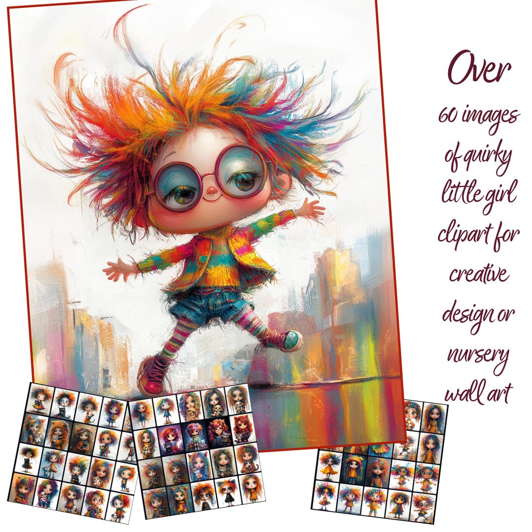 Whimsical Quirky Little Girl Bundle With Different Styles for Multiple ...