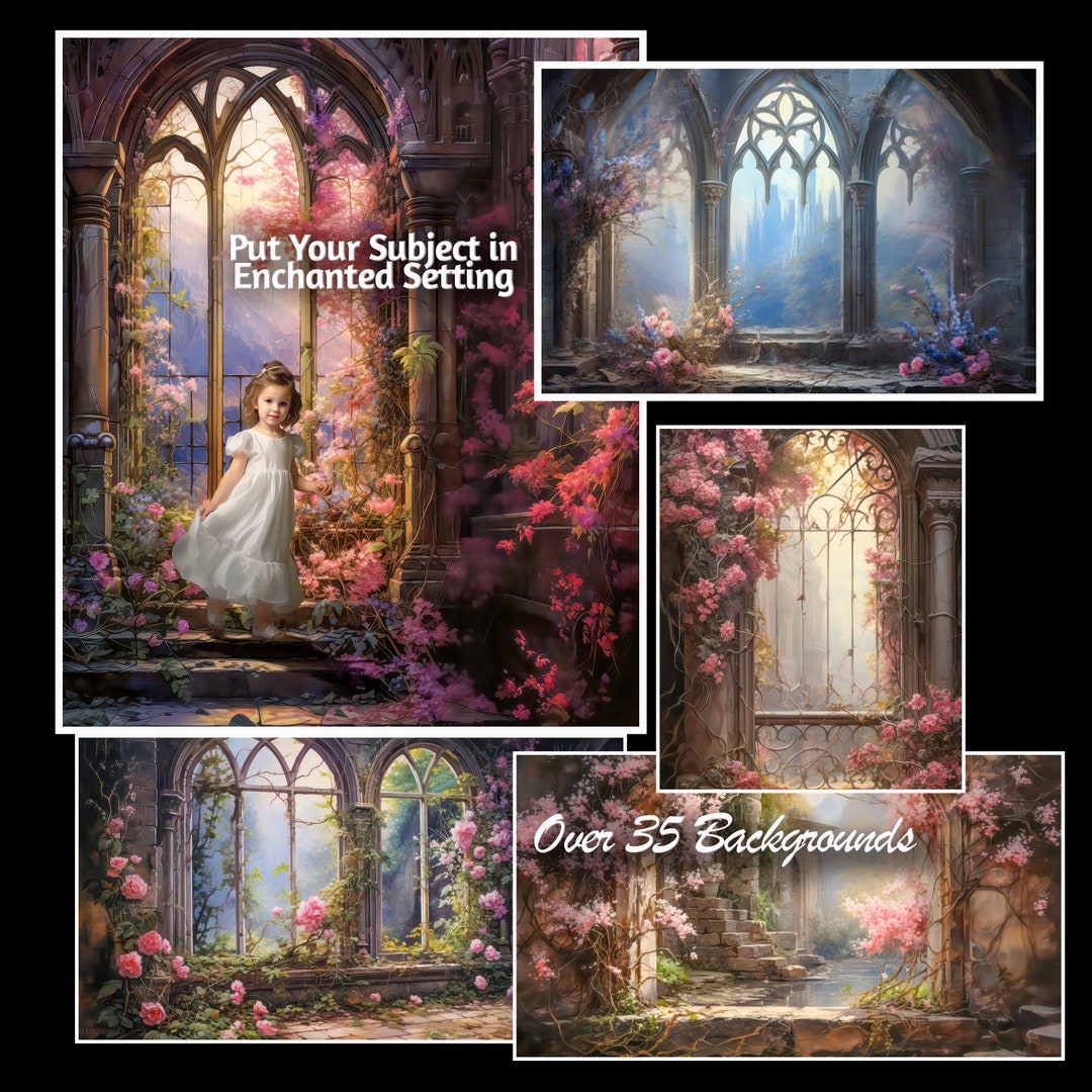 Romantic Architecture Digital Background Magical Illustrations of Old ...