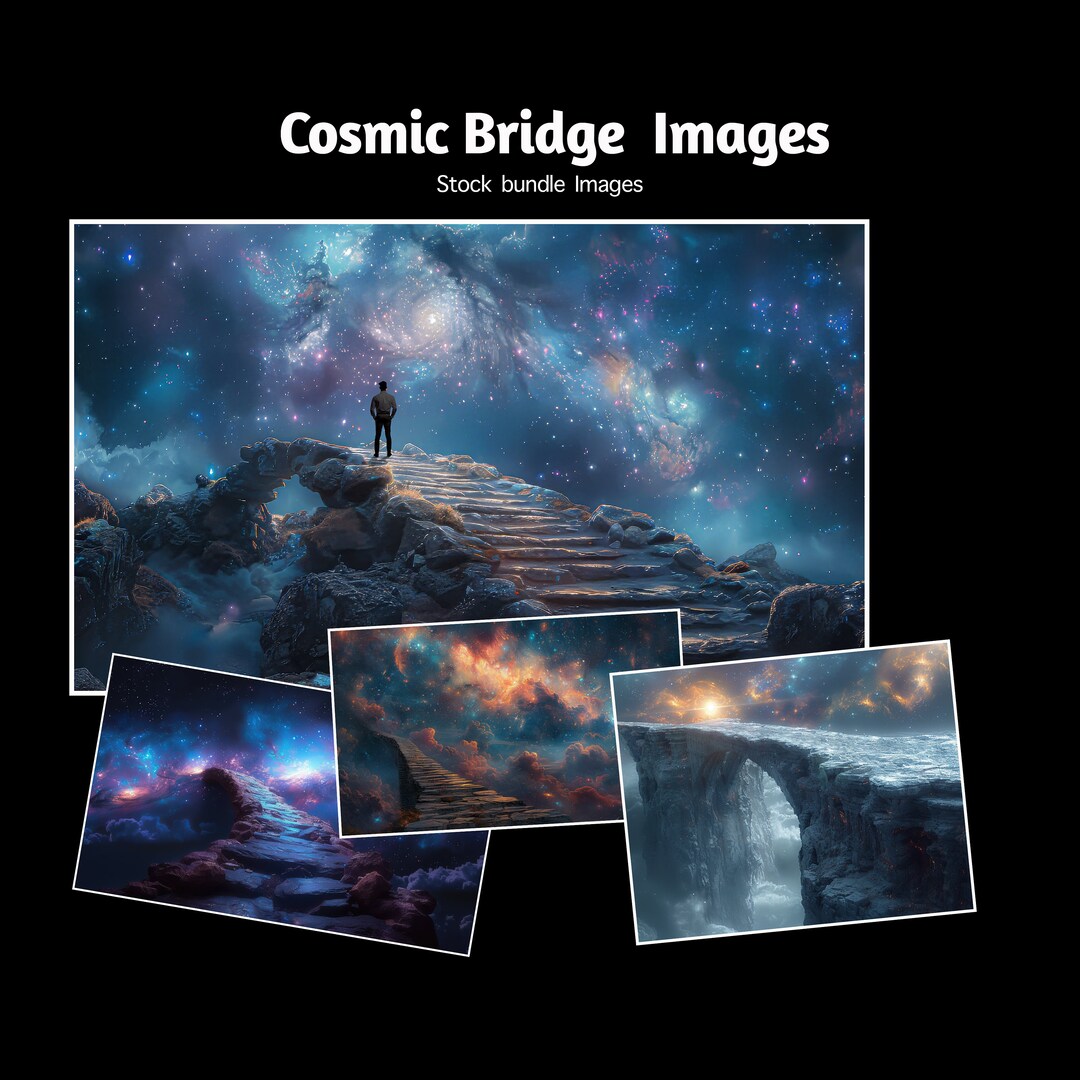 Sci-fi Images of a Cosmic Bridge in Space Clouds Stars Planets Nebula ...