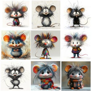 Frazzled Mouse Clipart Funny Mice Images Print on Demand Popular Style ...