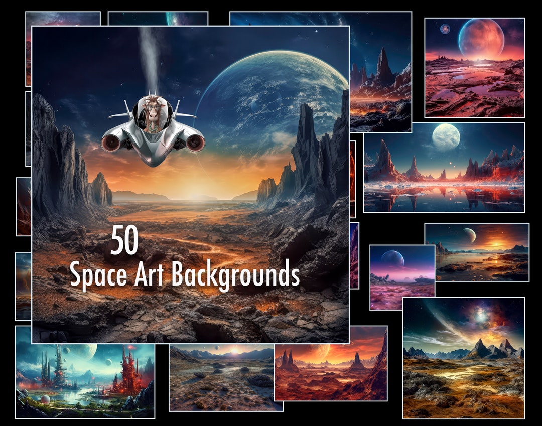 Outer Space Landscape Digital Background of Space Travel Fantasy Cosmos ...