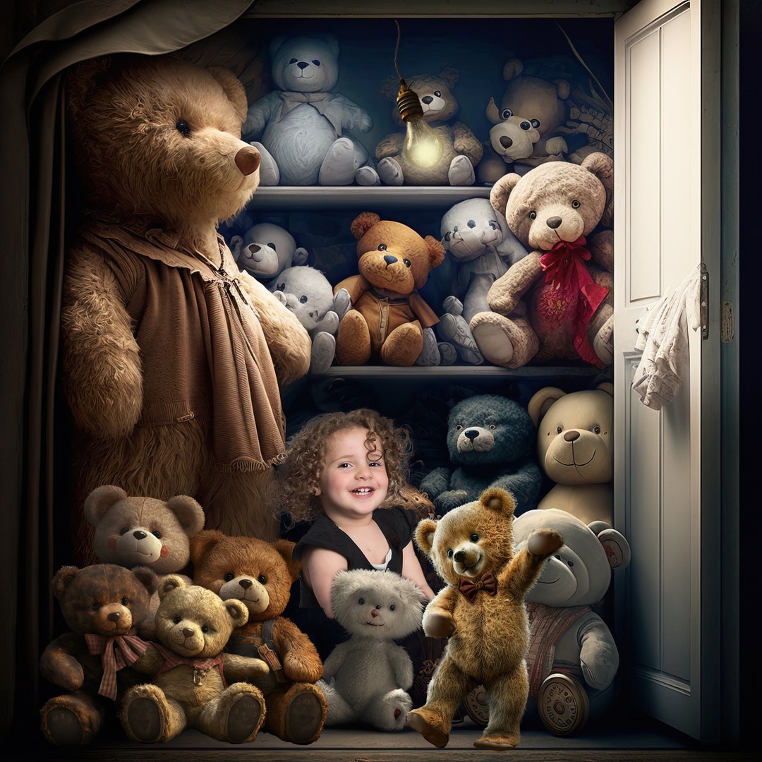 Teddy Bear Closet Digital Background, Toddler Photography (digital ...