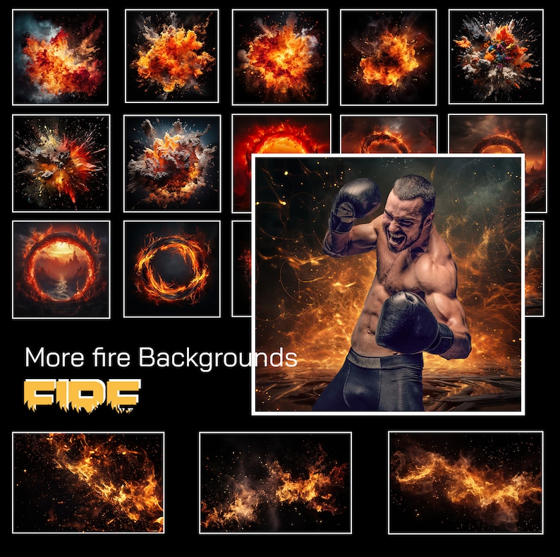 Fire Photoshop Overlays 36 Flame Overlays Bundle Rings of Fire ...