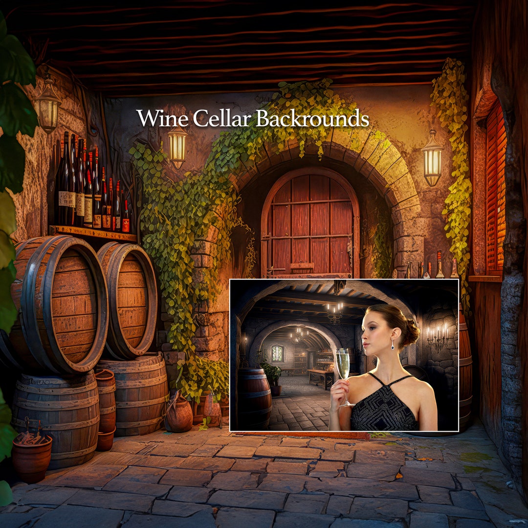 Wine Cellar and Winery Portrait Background Digital Photography ...