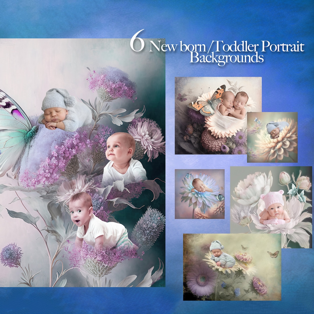 Flowery Background for Toddlers Newborn Baby Portraits Digital Floral ...