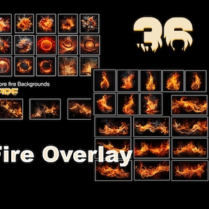 Fire Photoshop Overlays 36 Flame Overlays Bundle Rings of Fire ...