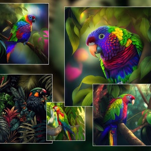 Beautiful Digital Backgrounds Overlays of Colorful Birds Fine Art ...