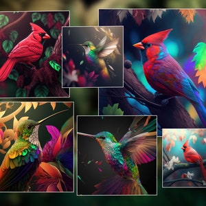 Beautiful Digital Backgrounds Overlays of Colorful Birds Fine Art ...