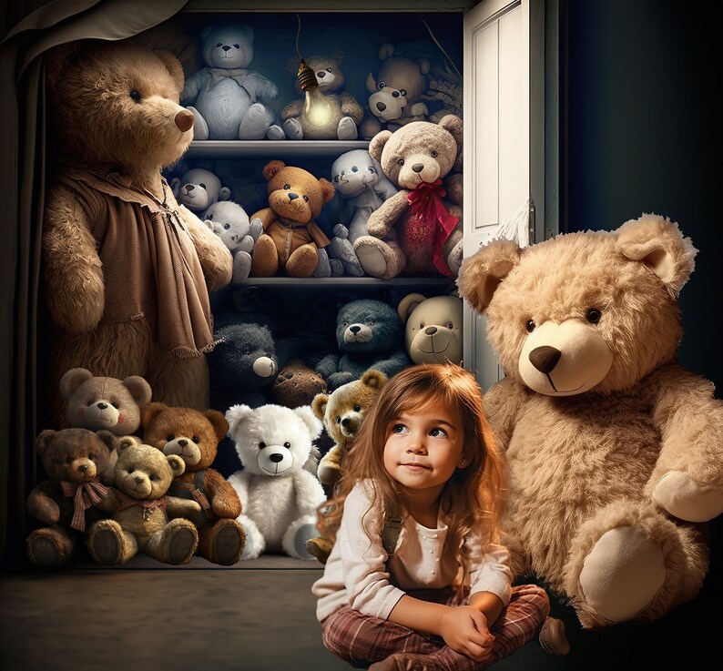 Teddy Bears Closet Fun Digital Background for Photographer Toddlers ...