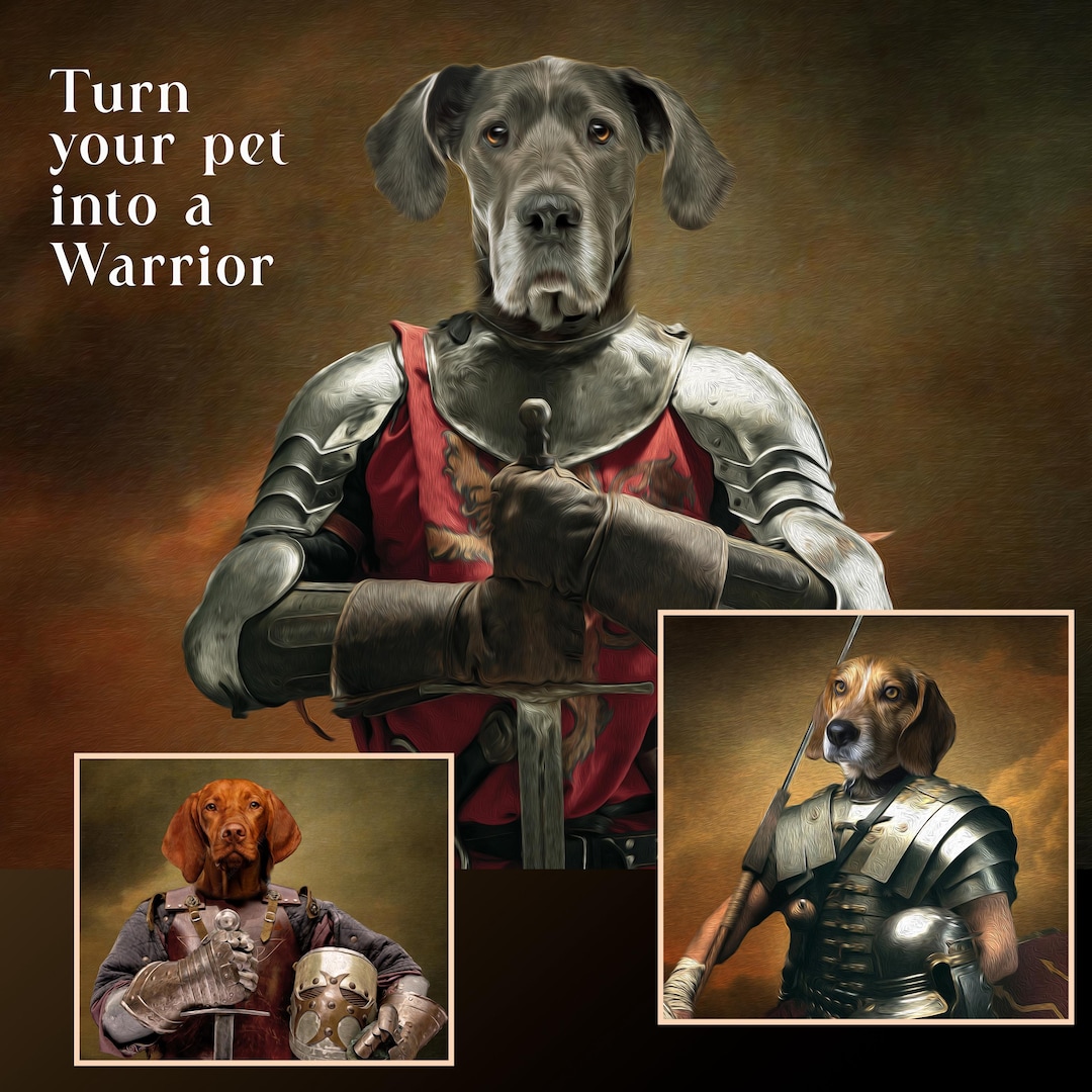 Digital Pet Portrait Background Creation Turn Your Pet Into a Warrior ...