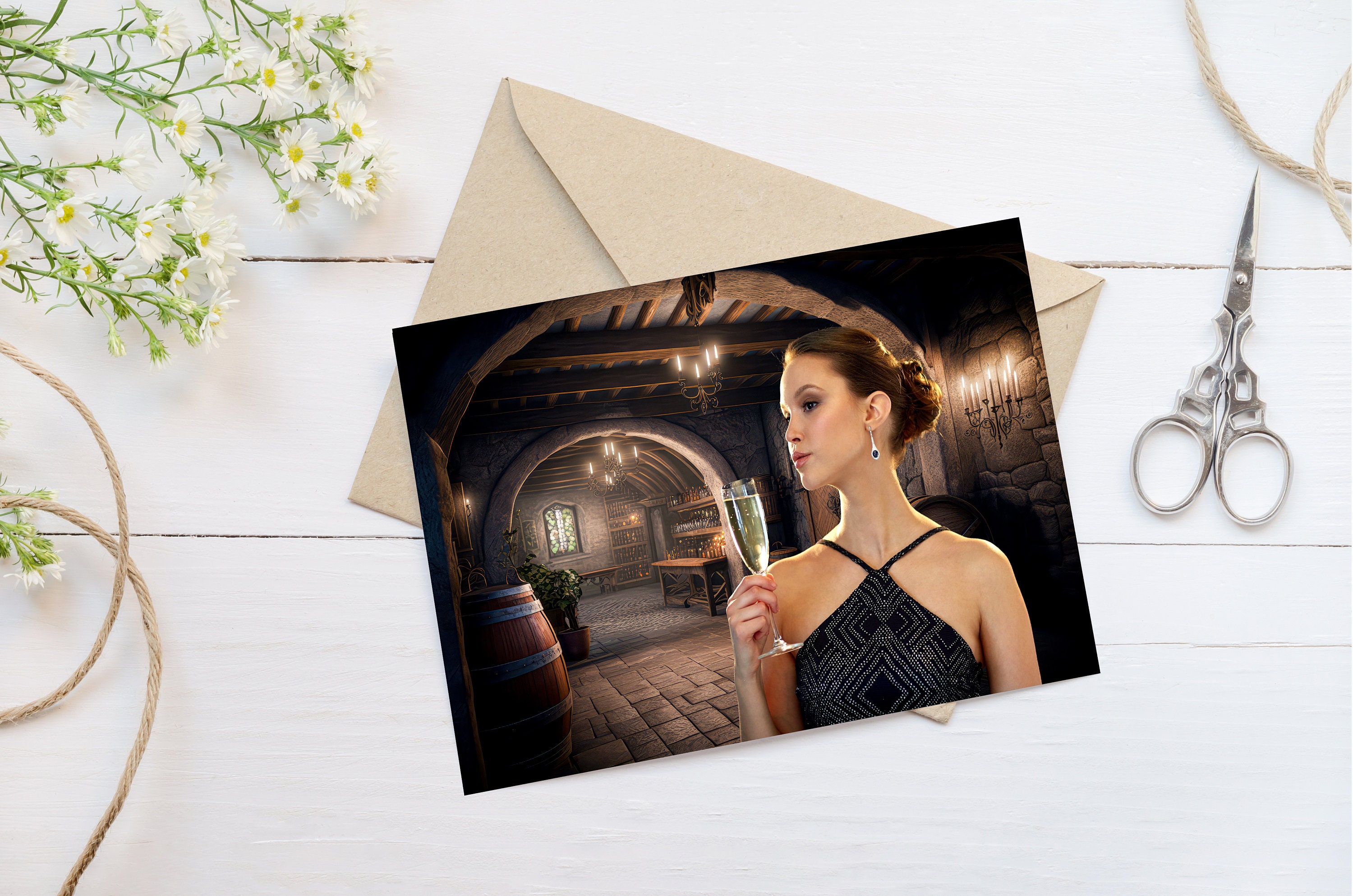 Wine Cellar Portrait Backgrounds: Winery Photography Overlays (digital ...