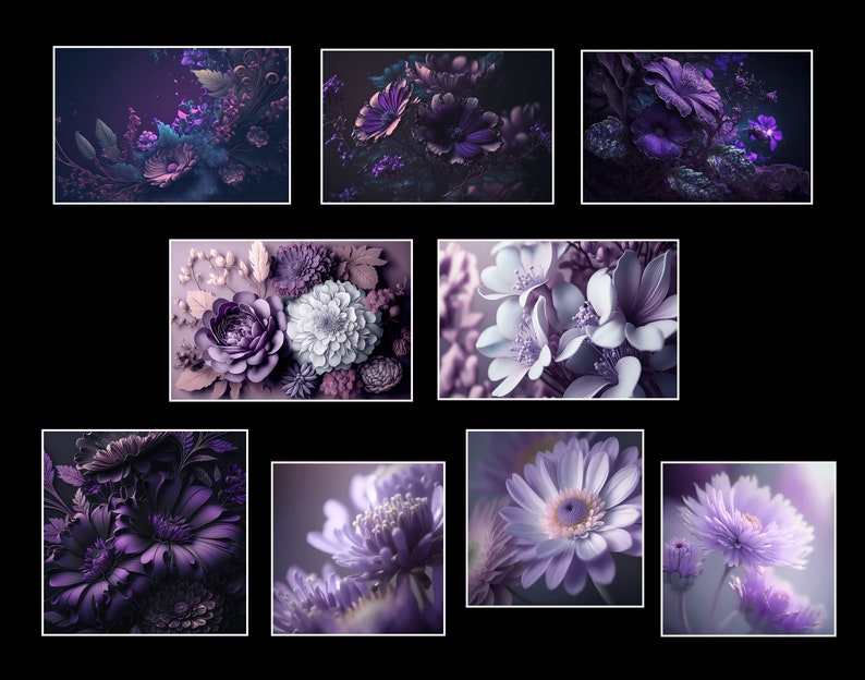 19-digital Violet Floral Overlays Portrait Backgrounds - Etsy