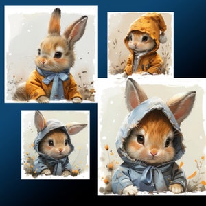 Adorable Bunny Bundle Clipart Nursery Wall Art Cute Bunnies in Vintage ...