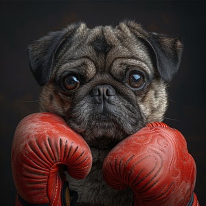 Custom Pet Portrait | Dog in Boxing Gloves Illustration (digital ...