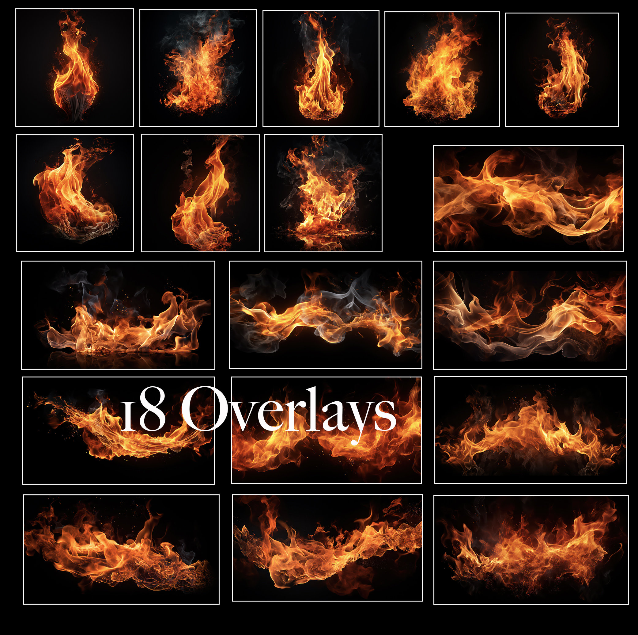 Fire Photoshop Overlays 36 Flame Overlays Bundle Rings of Fire ...