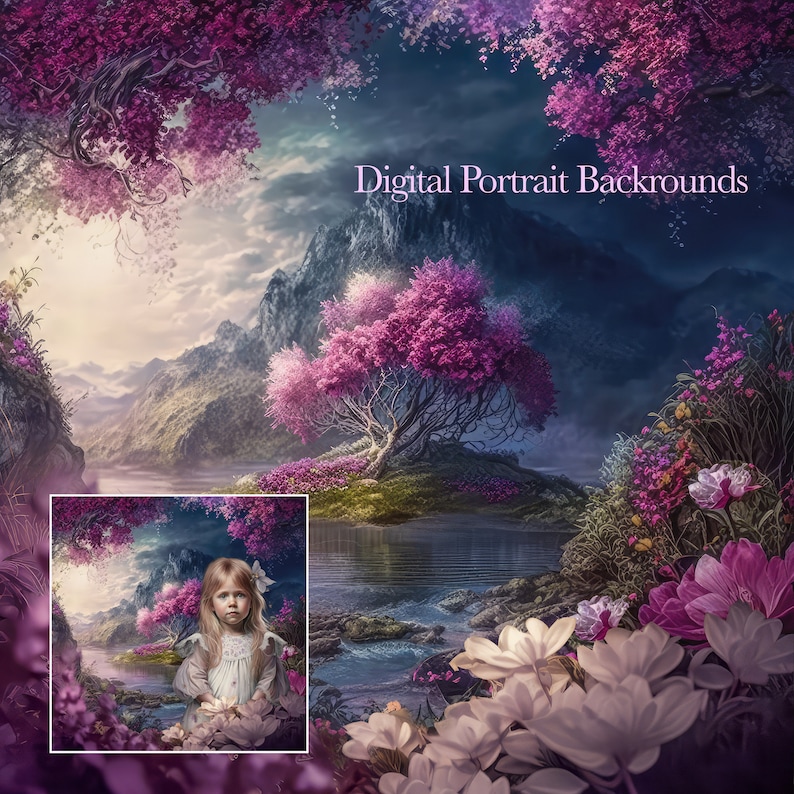 Digital Portrait Background. Fantasy Landscape Composite. Digital ...