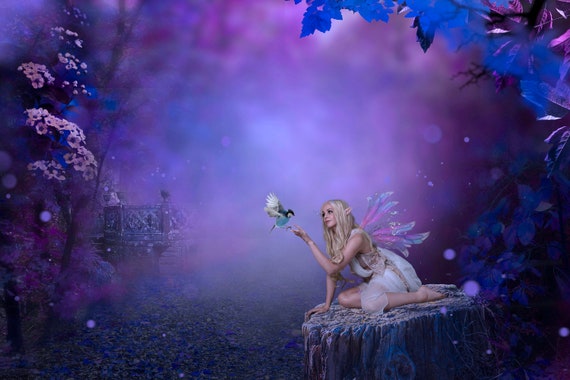 Fairy and Enchanted Forest Background Digital Portrait | Etsy