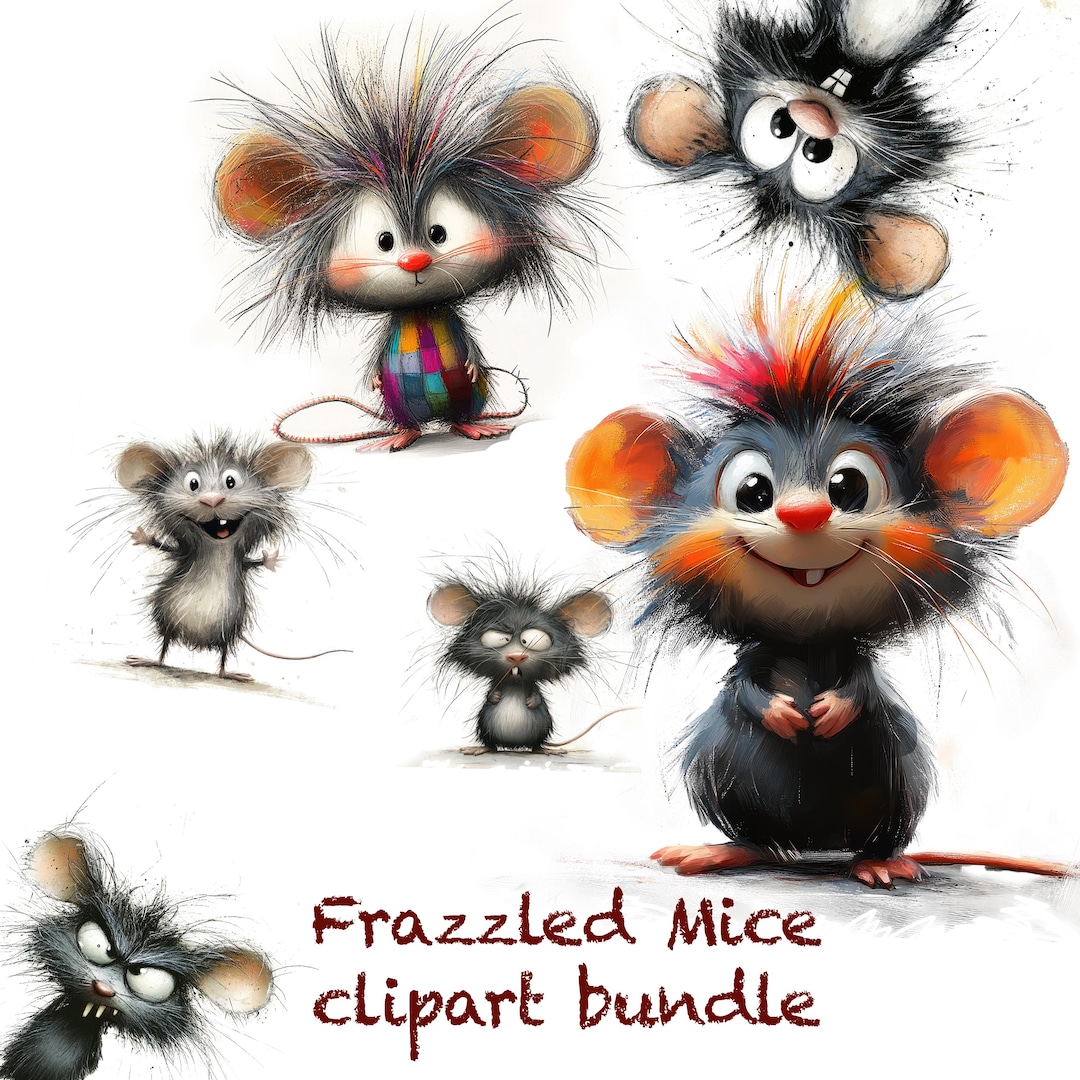 Frazzled Mouse Clipart Funny Mice Images Print on Demand Popular Style ...