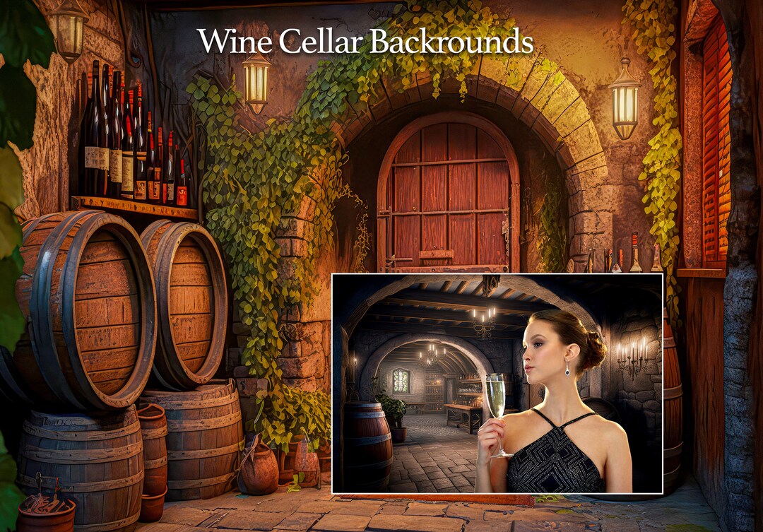 Wine Cellar and Winery Portrait Background. Digital - Etsy