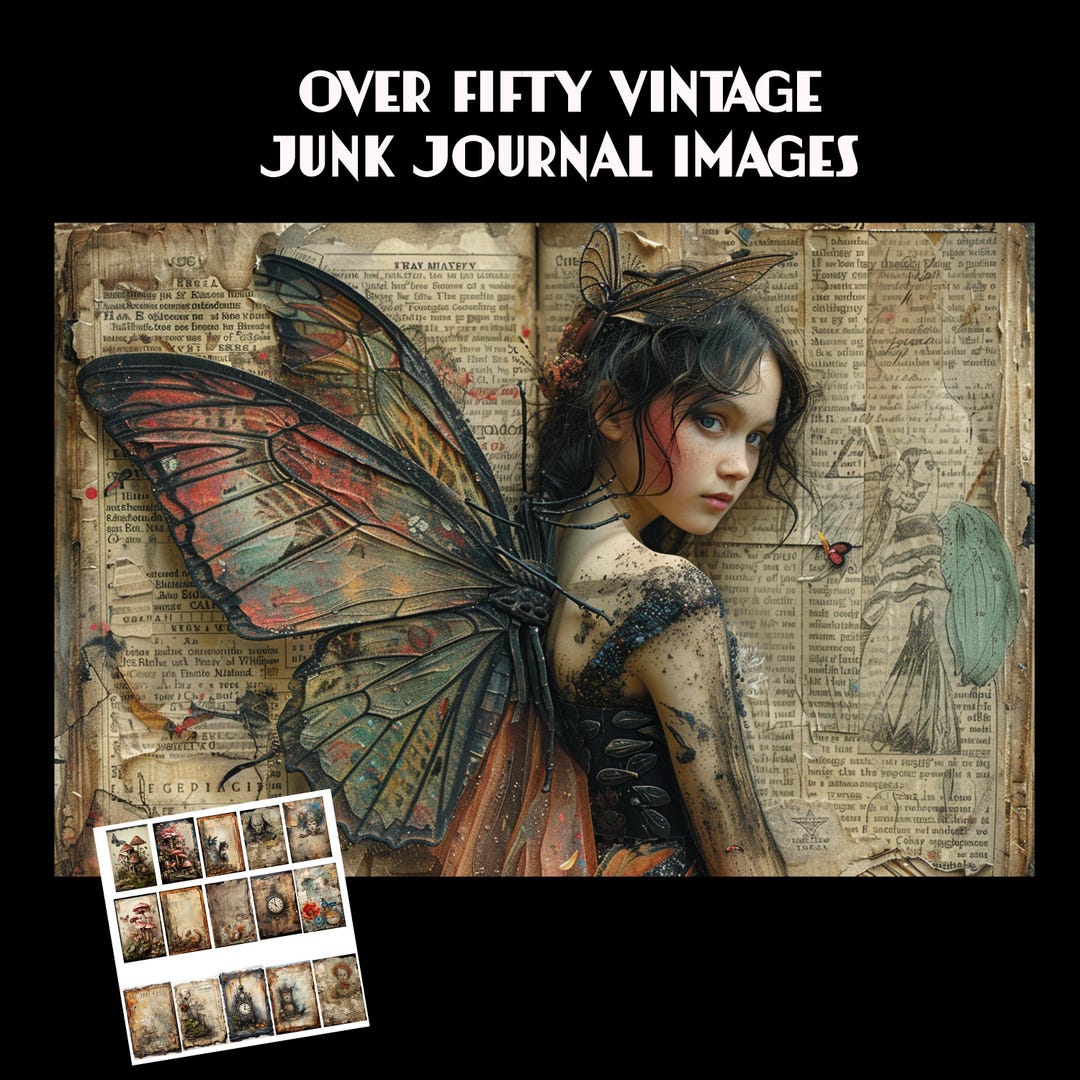 Creative Junk Journal Images Vintage Style Art Scrapbooking or Print on Demand Usage With ...