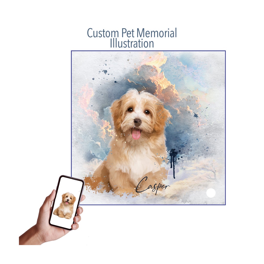 Custom Pet Illustration Pet Memorial Illustration With Pet in Heavenly ...