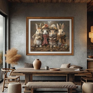 Adorable Bunny Bundle Clipart Nursery Wall Art Cute Bunnies in Vintage ...